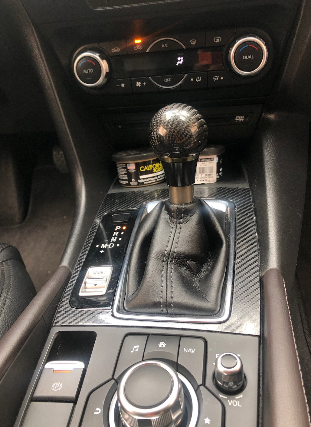 Carbon Fiber Round Shift Knob Replacement For Mazda AT MIKSTOREPH LLC